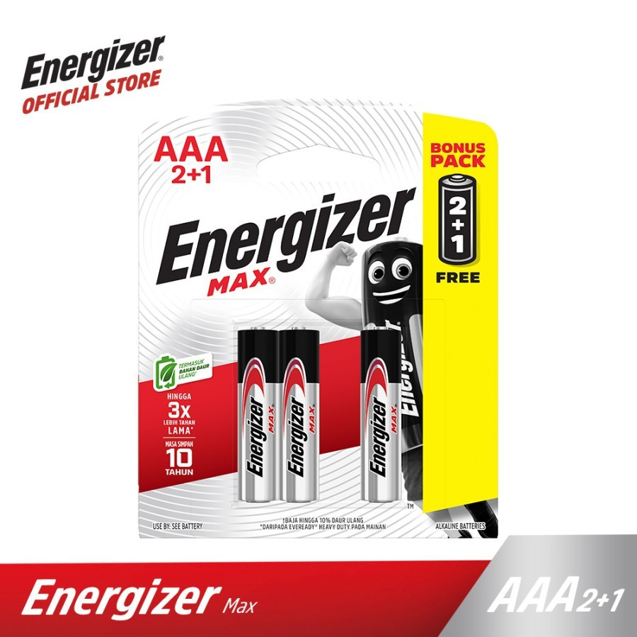 Jual Baterai Energizer Max AAA / A3 isi 3 (2 + 1) - Batre Alkaline | Shopee Indonesia