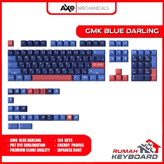 Jual AXE MECHANICALS - Cherry - Gmk Blue Darling - PBT - DYE SUB ...