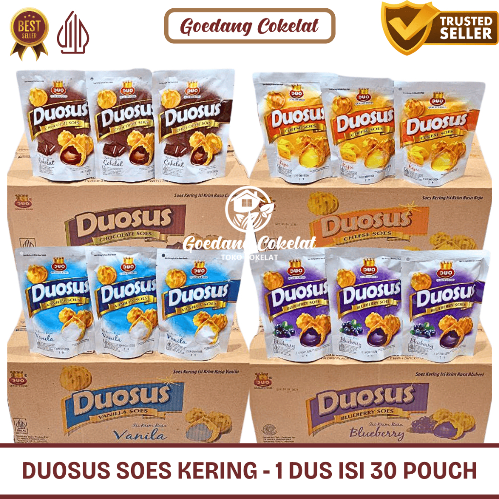 Jual Duosus Soes Kering Coklat Cokelat Blueberry Cheese Vanilla 1 Dus ...