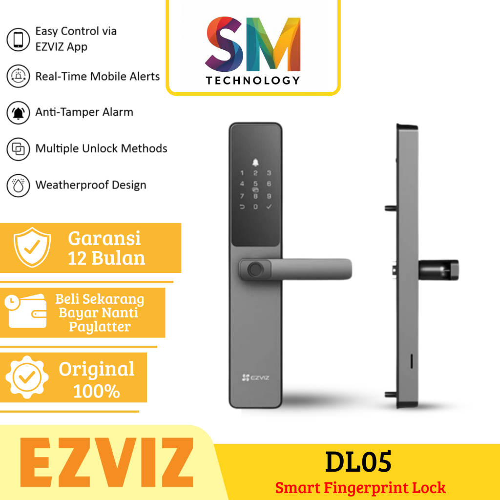 Jual Ezviz DL05 Smart Home Security Fingerprint Door Handle Lock ...
