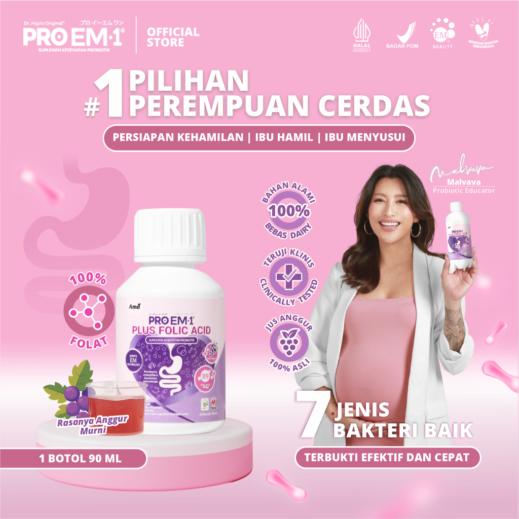 Jual PRO EM1 Plus Folic Acid 90ml Pregnancy & Breast-Feeding Supplement ...