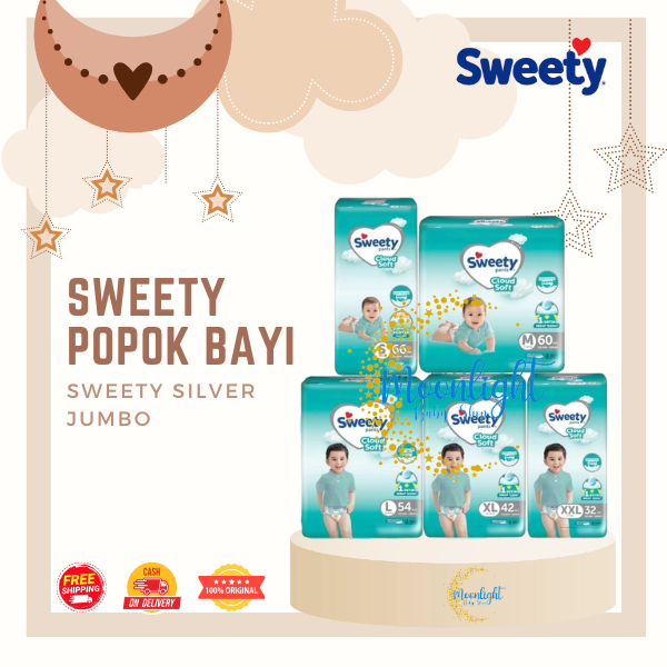 Jual Popok Bayi SWEETY SILVER BRONZE JUMBO M60 | L54 | XL42 | Shopee ...