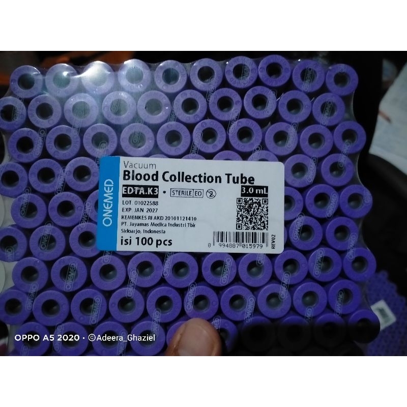 Jual Tabung Darah Blood Collection Tube EDTA 3 ml PET Onemed isi 100 ...