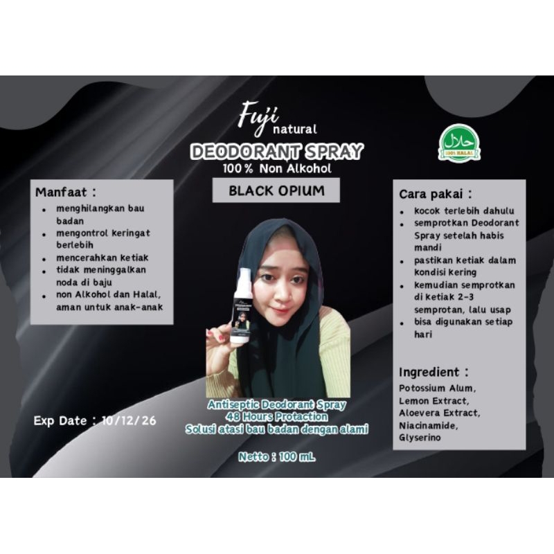 Jual Fuji Deodorant Spray Tawas herbal alami Halal Aman 100% Mampu ...