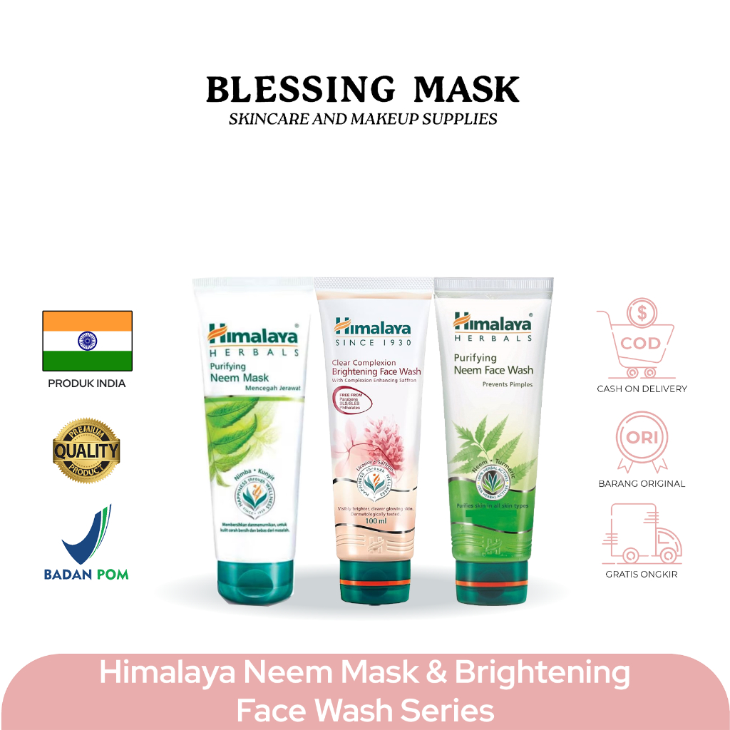 Jual Himalaya Purifying Neem Face Wash Series 100ml | NEEM Face Mask ...