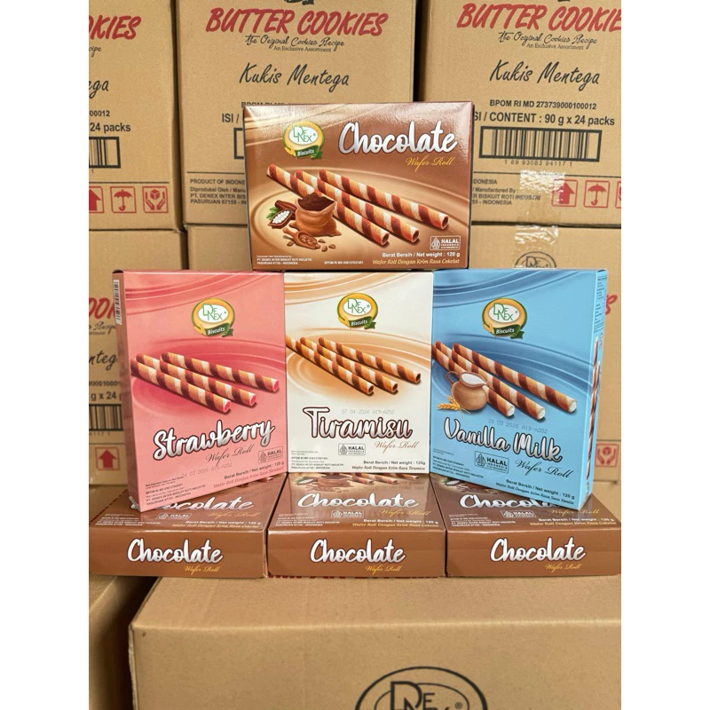 Jual (BOX) Denex Wafer Roll Butter Cookies 120gr | Shopee Indonesia