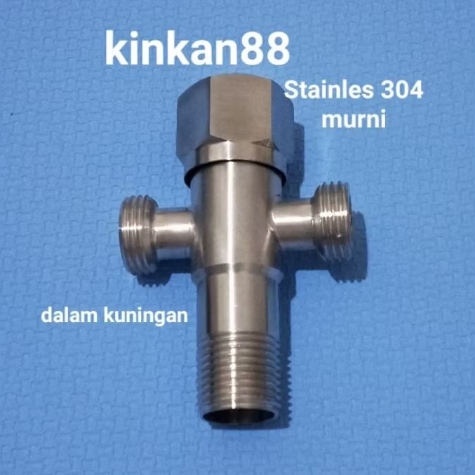 Jual Stop kran T cabang 2 Stainless S-304 murni stopkran-keran T 1/2in ...