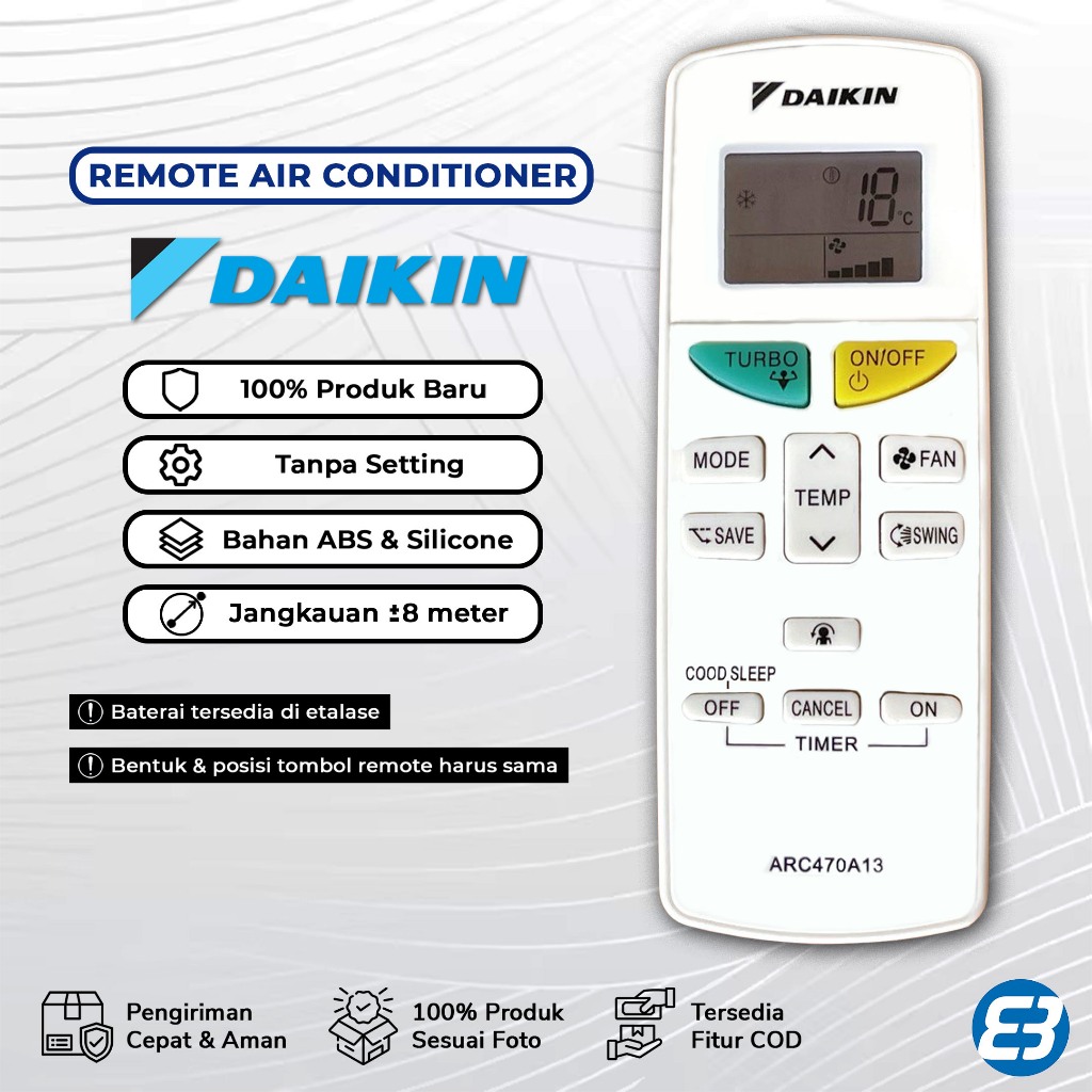 Jual Remote Ac Daikin ARC470413 Original Pabrik | Shopee Indonesia