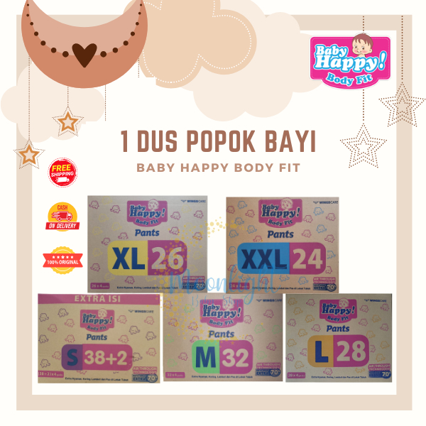 Jual 1 DUS Popok Bayi BABY HAPPY S38+2/M32/L28/XL26/XXL24 | Shopee Indonesia