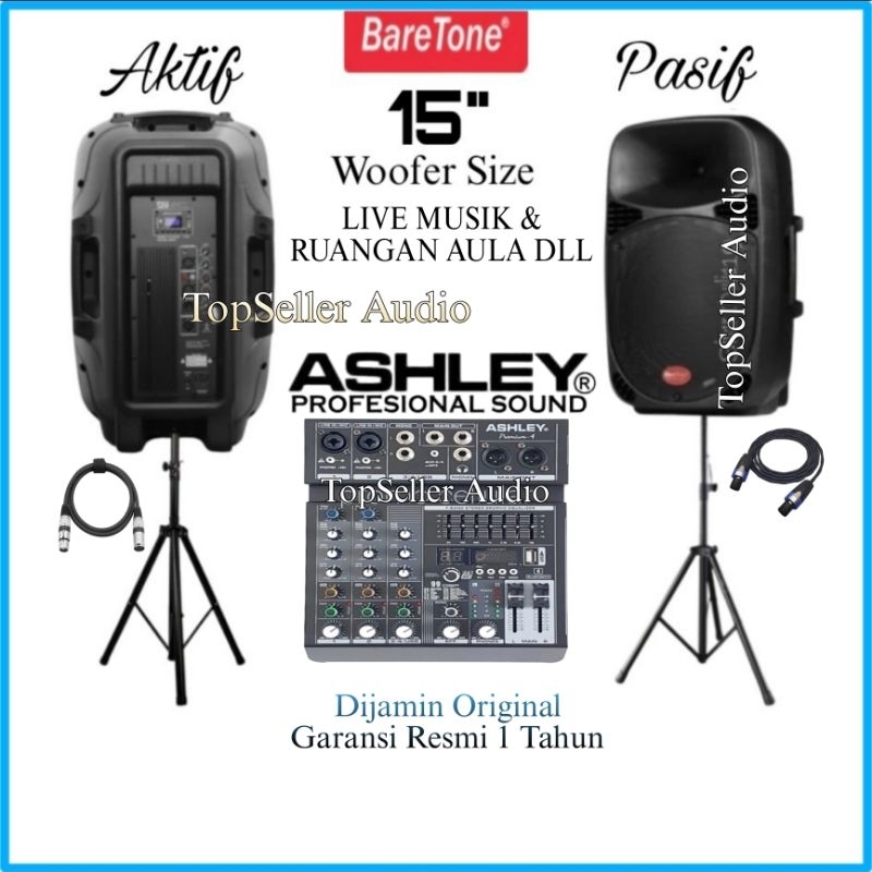 Jual Paket Sound System Speaker 15 Inch [ Aktif - Pasif ] BareTone 15 ...