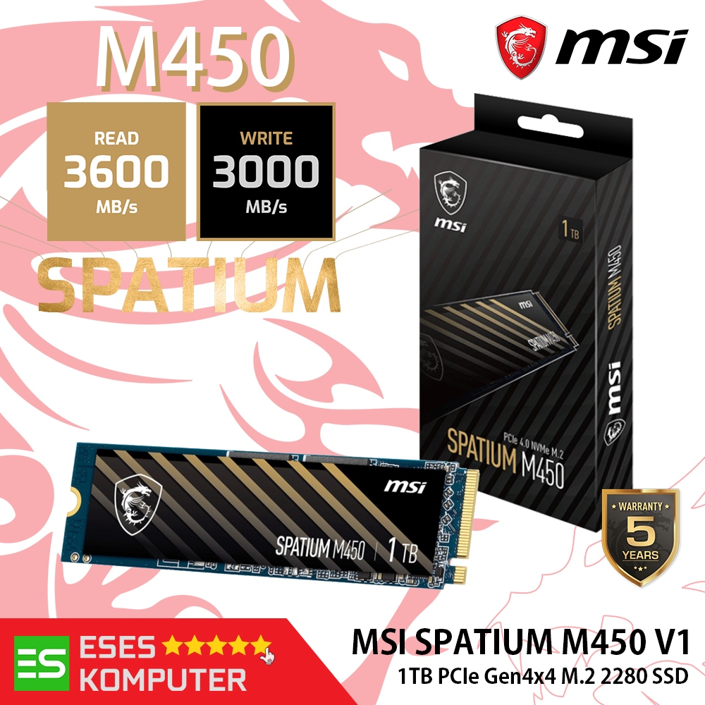 Jual SSD MSI SPATIUM M450 V1 1TB PCIe 4.0 Gen4x4 NVMe M.2 2280 | Shopee ...