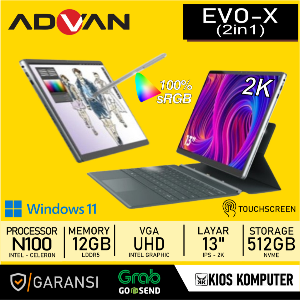 Jual ADVAN 2IN1 EVO-X INTEL CELERON N100 12GB LPDDR5 512GB SSD NVME 13 ...