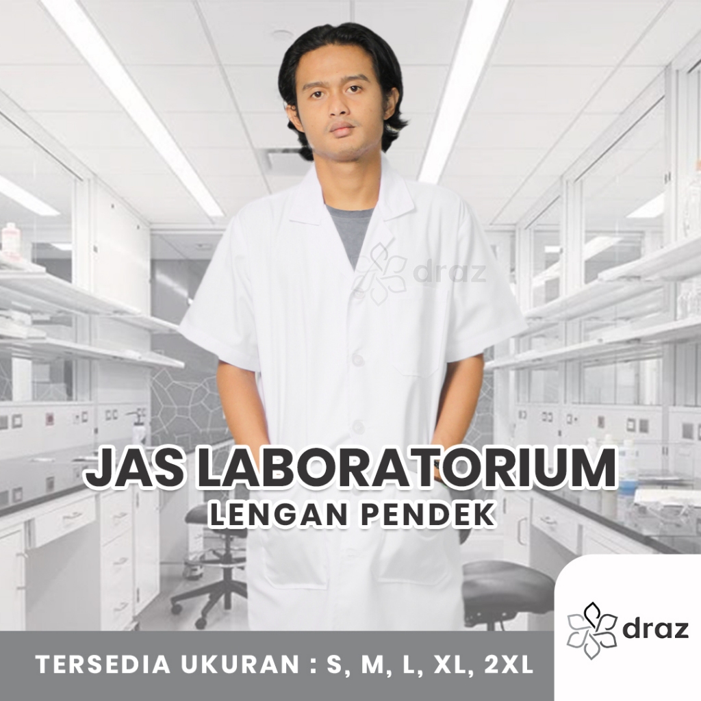 Jual TOKODRAZ - Jas Lab Putih Lengan Pendek Jas Laboratorium Bahan ...