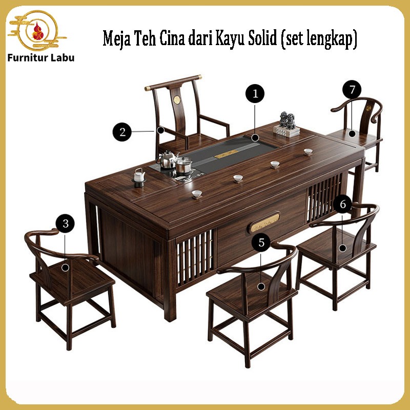 Jual Meja teh kayu solid bergaya Cina baru dan kursi kombinasi meja teh ...