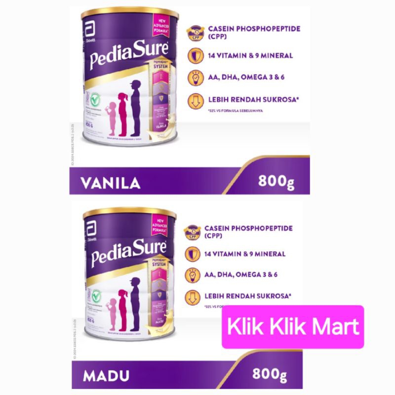 Jual PEDIASURE TRIPLESURE VANILA 850 GRAM / PEDIASURE TRIPLESURE MADU 850 GRAM | Shopee Indonesia