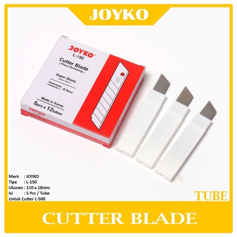 Jual isi Pisau Cutter Joyko A 150 Besar 1 Tube isi ( 5Pcs ) | Shopee ...