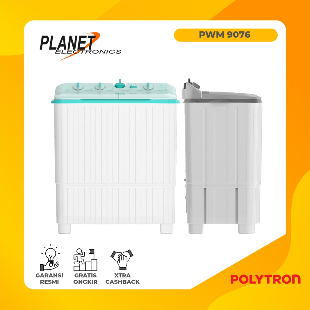 Jual Mesin Cuci 2 Tabung 9kg Polytron PWM 9076 G/Y | Shopee Indonesia