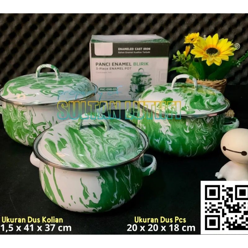 Jual Panci Blirik Enamel Set susun 3 PNC-ENB-G3 panci set jadul isi 3 ...