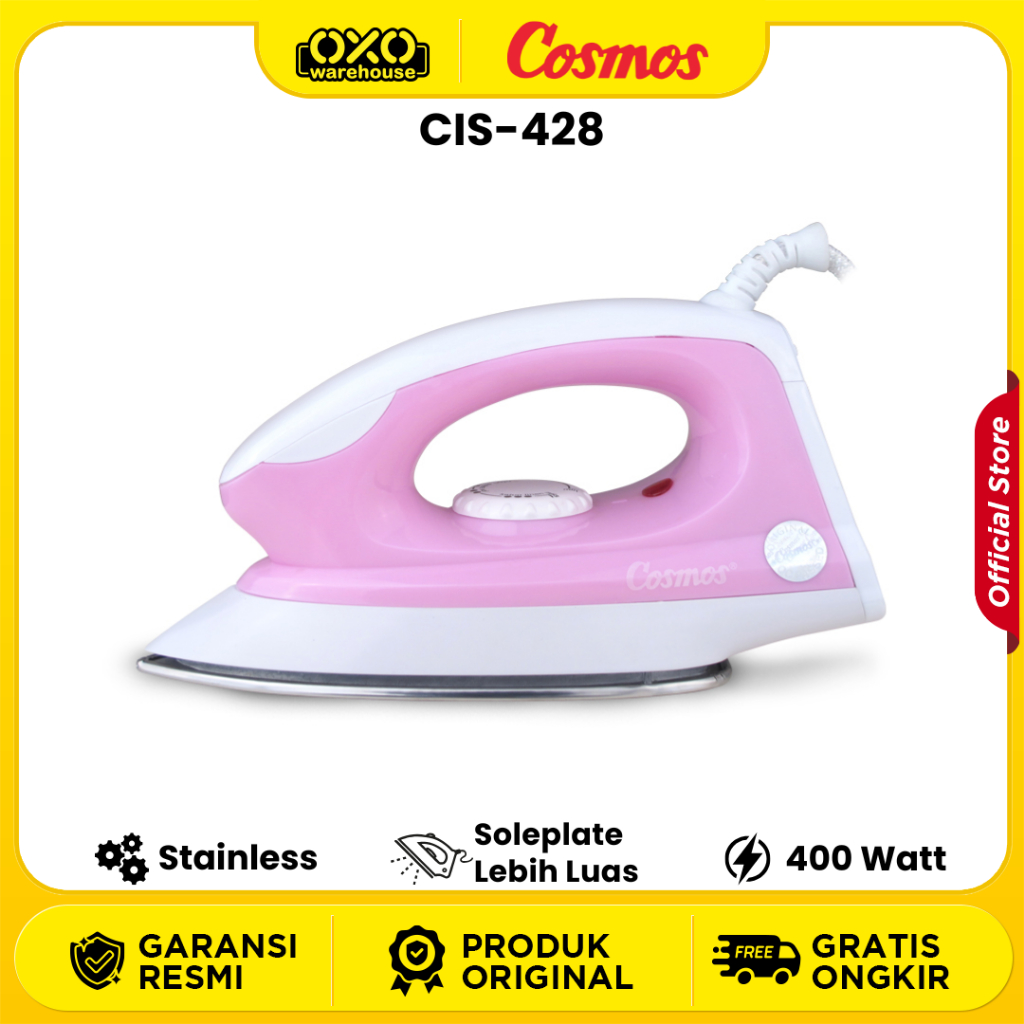 Jual COSMOS Electric Iron CIS-428 Setrika Stainless Steel Soleplate ...