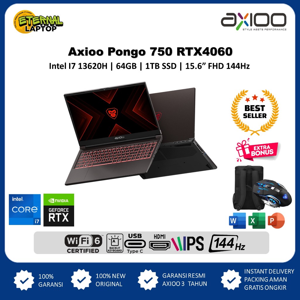 Jual Laptop Gaming Axioo Pongo 750 Intel Core i7 13620H Ram 64GB 1TB ...
