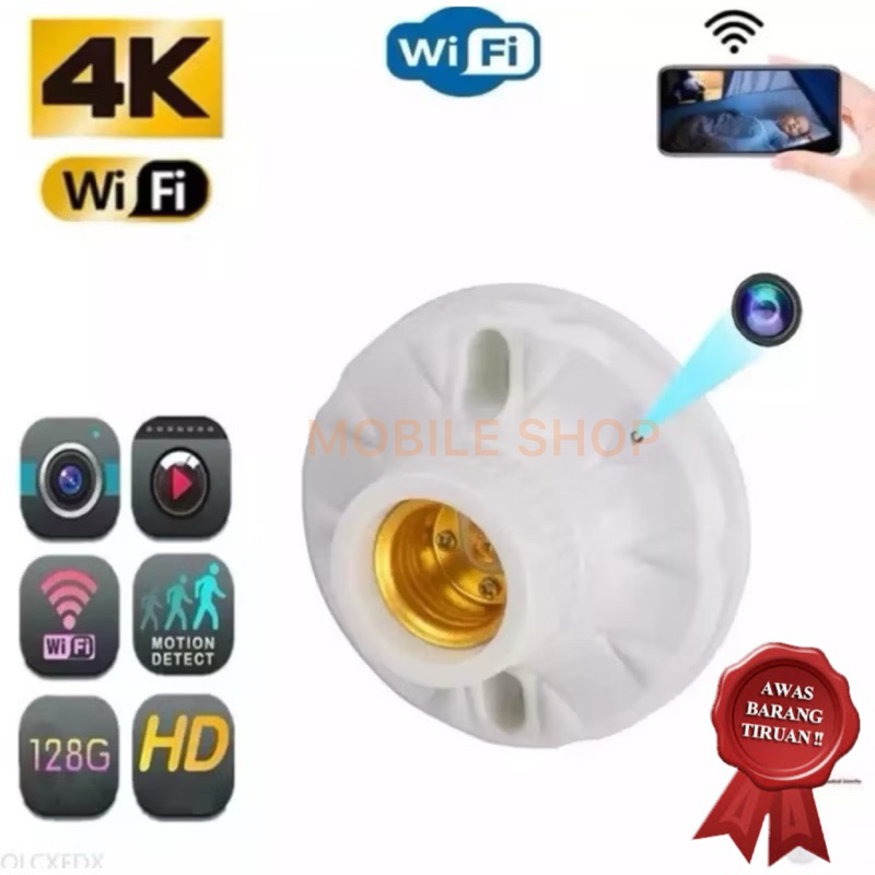 Jual Original E27 Bohlam Soket Fitting Lampu Atap Camera IP Wifi 4K Spy Cam Dudukan Lampu Plafon ...