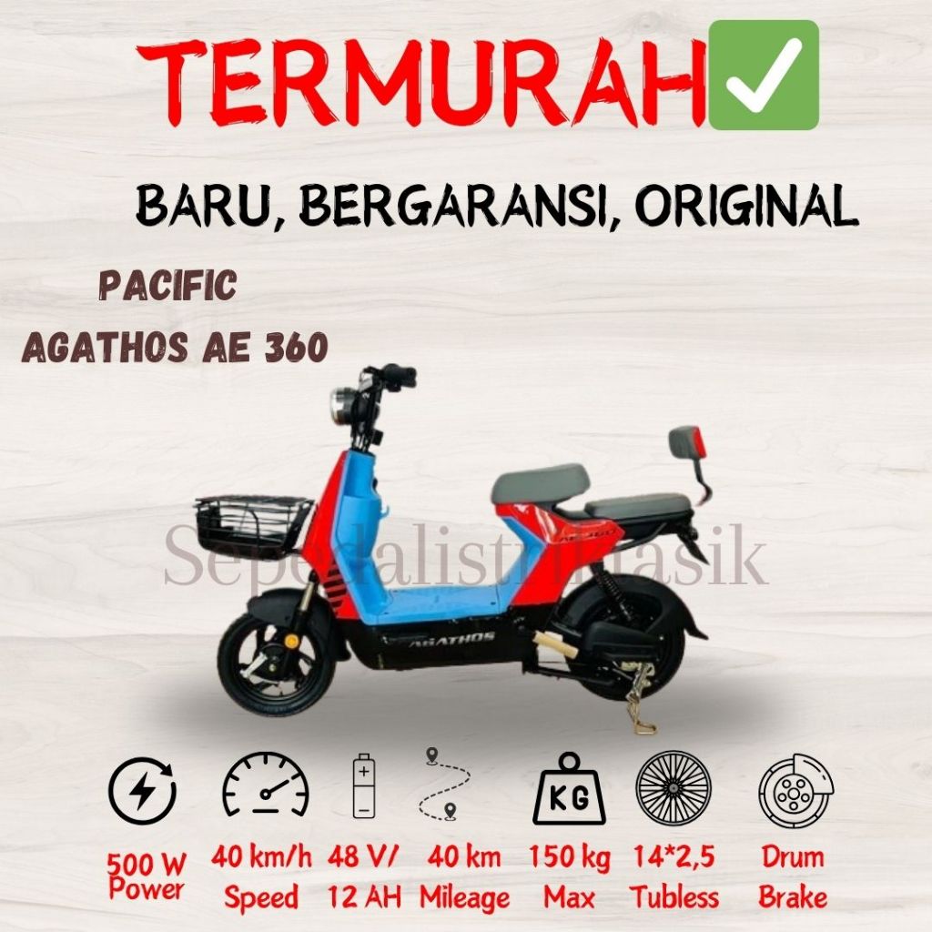 Jual SEPEDA LISTRIK PACIFIC AGATHOS AE 360 - ORIGINAL - GARANSI RESMI - SEPEDA LISTRIK MURAH ...
