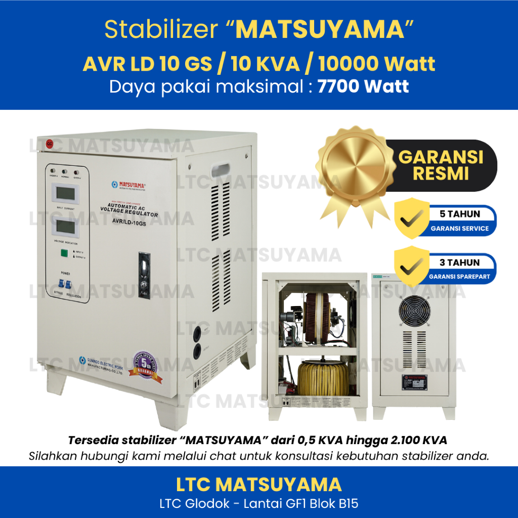 Jual Stabilizer "MATSUYAMA" AVR LD 10 GS / SKD 10 GS / 10 KVA / 10000 ...