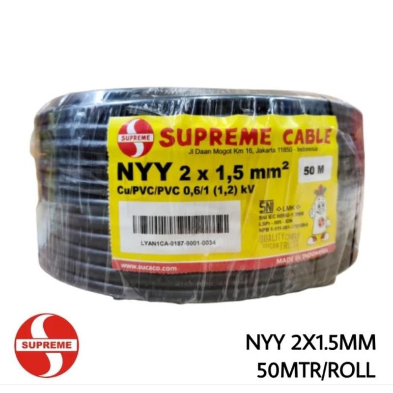 Jual Kabel Supreme Hitam NYY 2X1.5 @50M Panjang 50 Meter/Roll | Shopee Indonesia