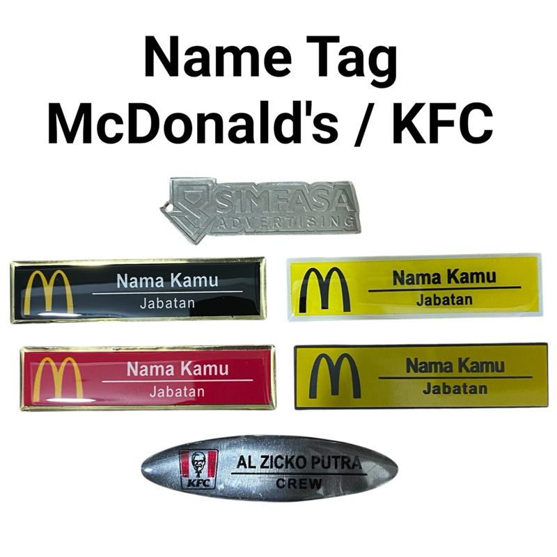 Jual Name Tag Mcd | | Name Tag KFC | Name Tag Kopi Kenangan | Papan ...
