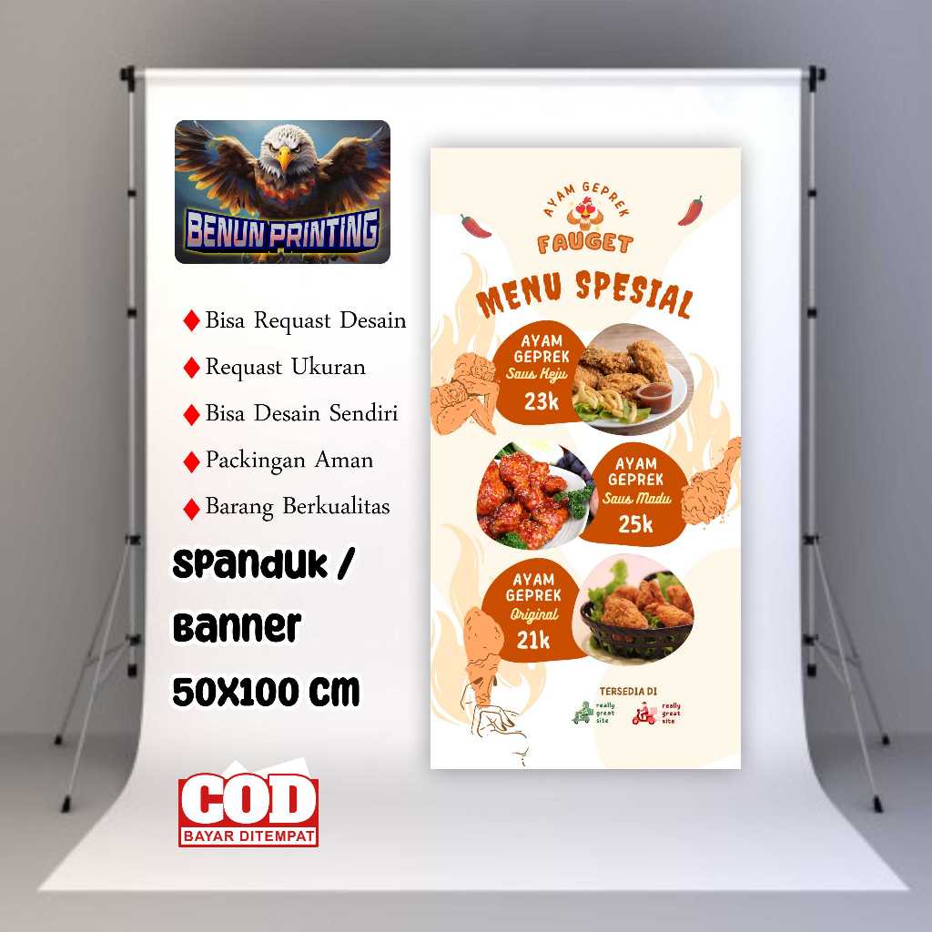 Jual Spanduk Banner 50x100 Ayam Pedas Geprek Bisa Request Desain ...