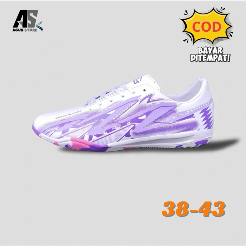 Jual Sepatu futsal terbaru specs spedblaze putih ungu | Shopee Indonesia