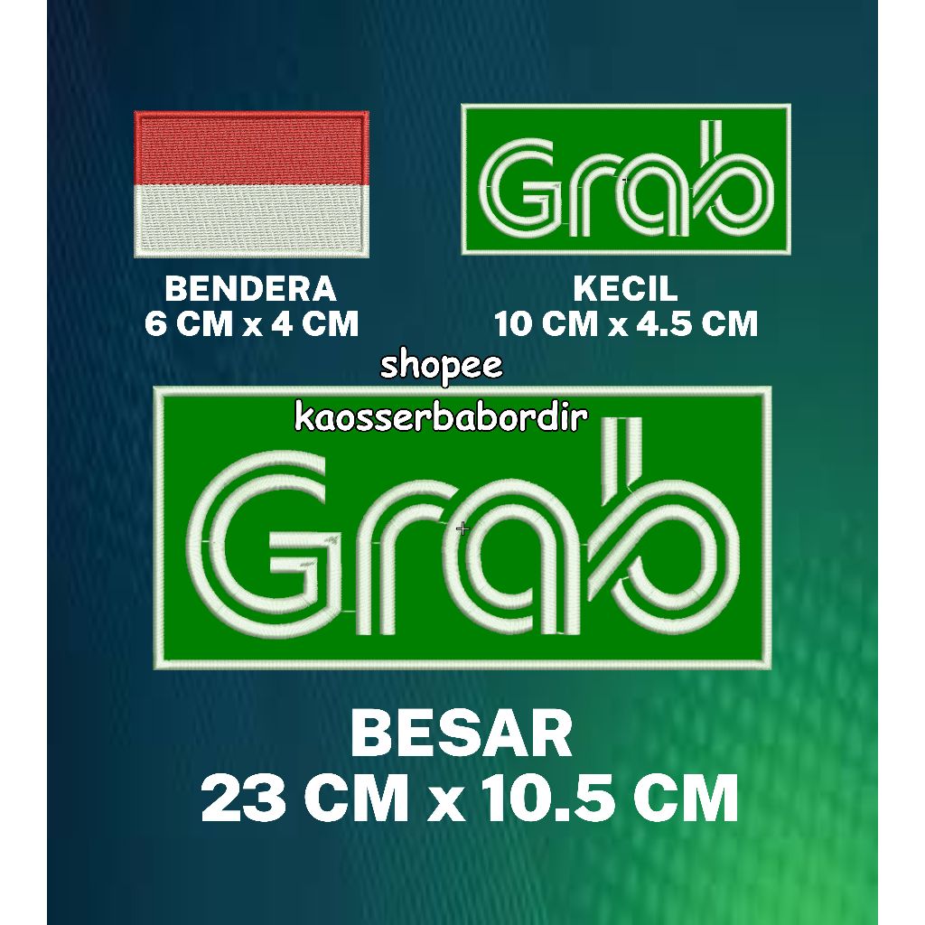 Jual KSB - Emblem Grab 1 Paket Lengkap Dasar Hijau Bordir Komputer Logo ...