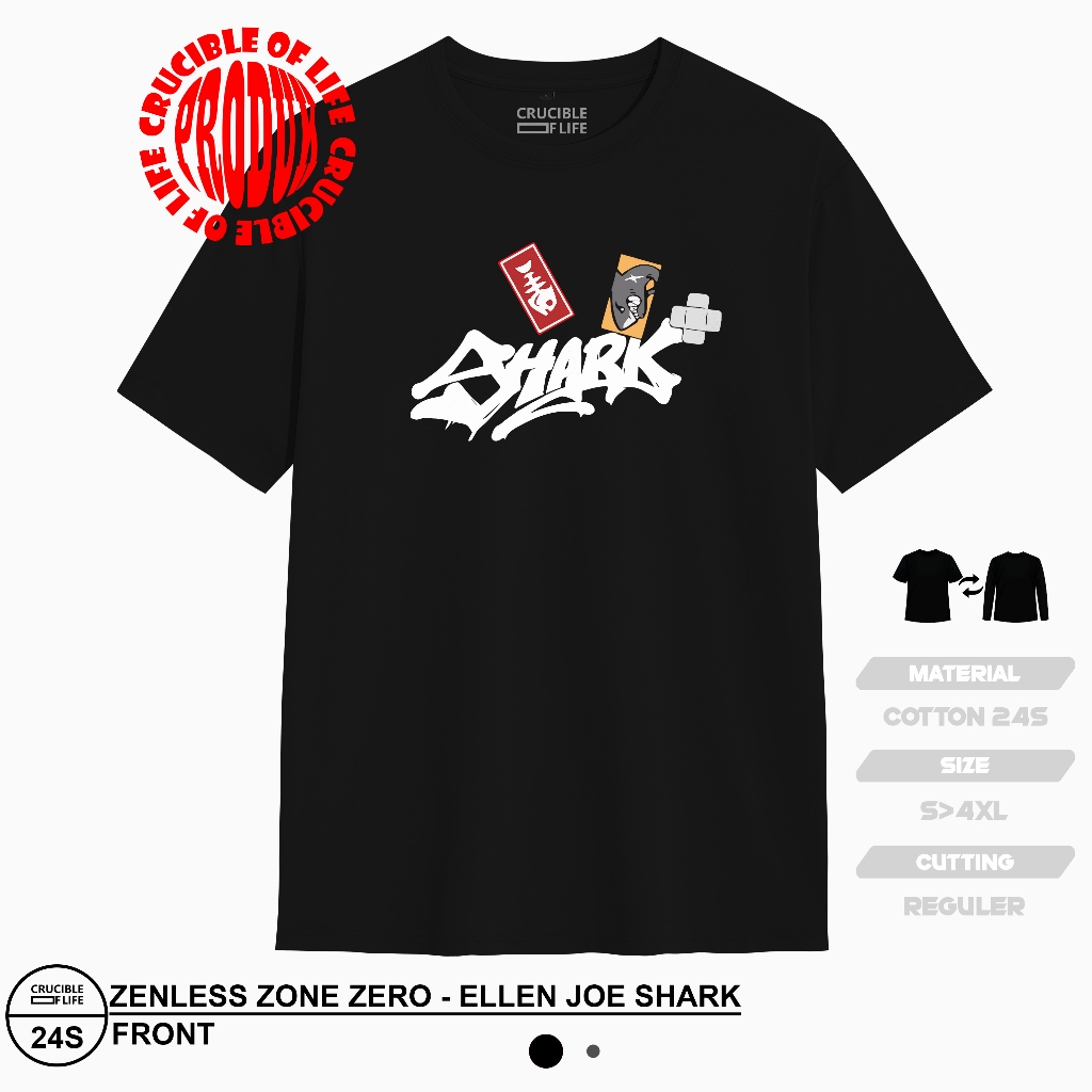 Jual T-shirt ZZZ Ellen Joe Shark Logo / Baju Zenless Zone Zero Ellen ...