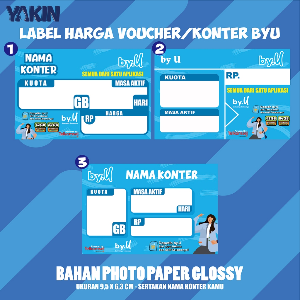Jual ByU Model 1-3 Cetak Label Harga Paket Data / Etalase Konter Murah ...