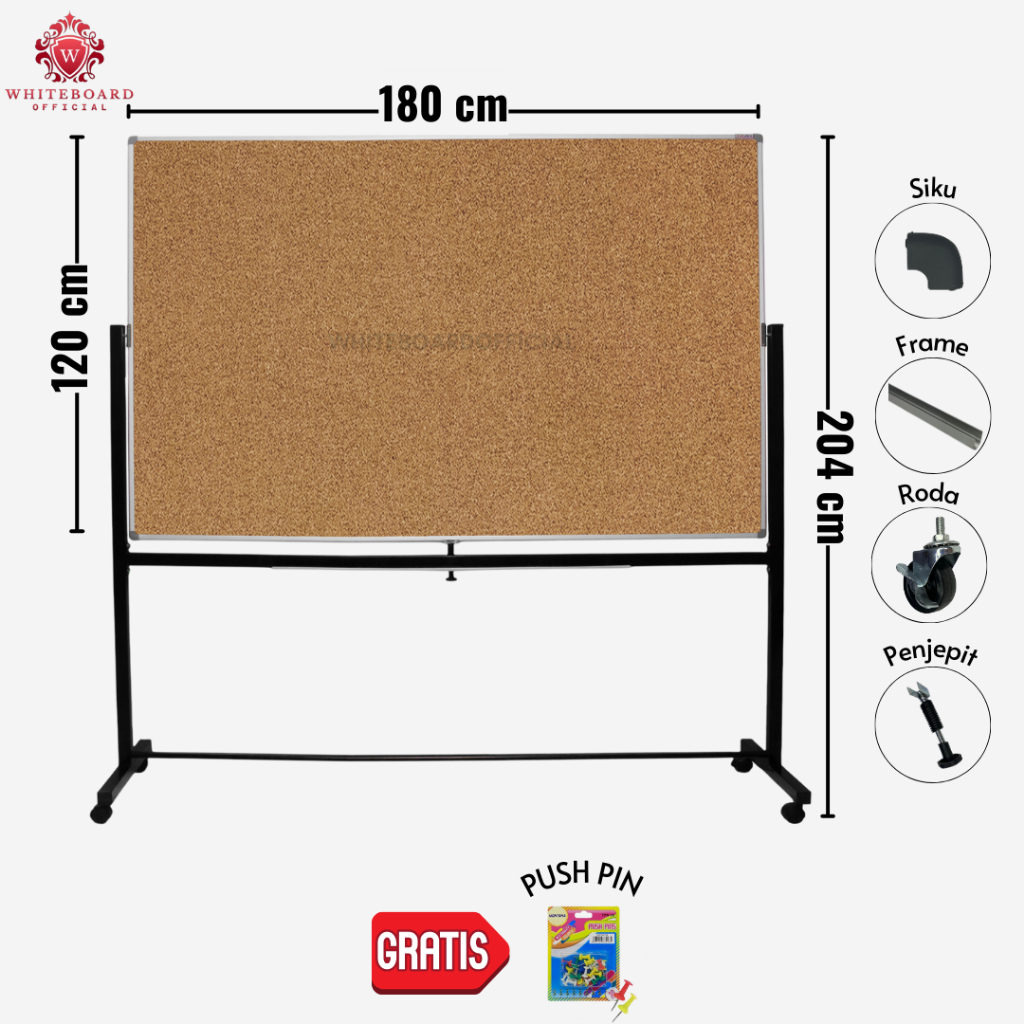 Jual SAKANA Cork Board Standing 120x180cm / Message Board / Pin Board ...