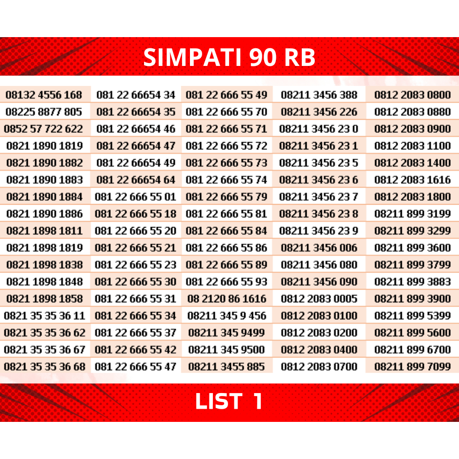 Jual Nomor Cantik Simpati Perdana 90.000 Rb | Shopee Indonesia