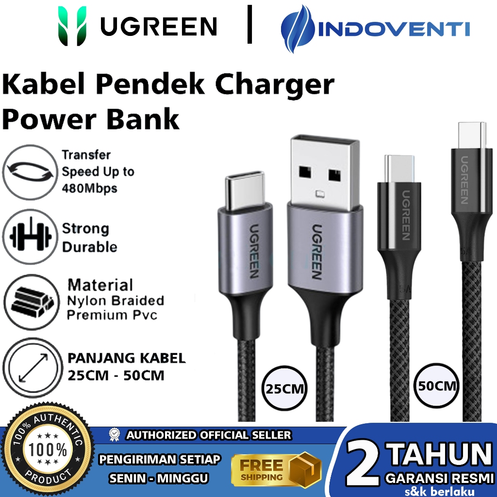 Jual UGREEN Kabel Pendek Charger Power Bank Type C & Micro USB ...