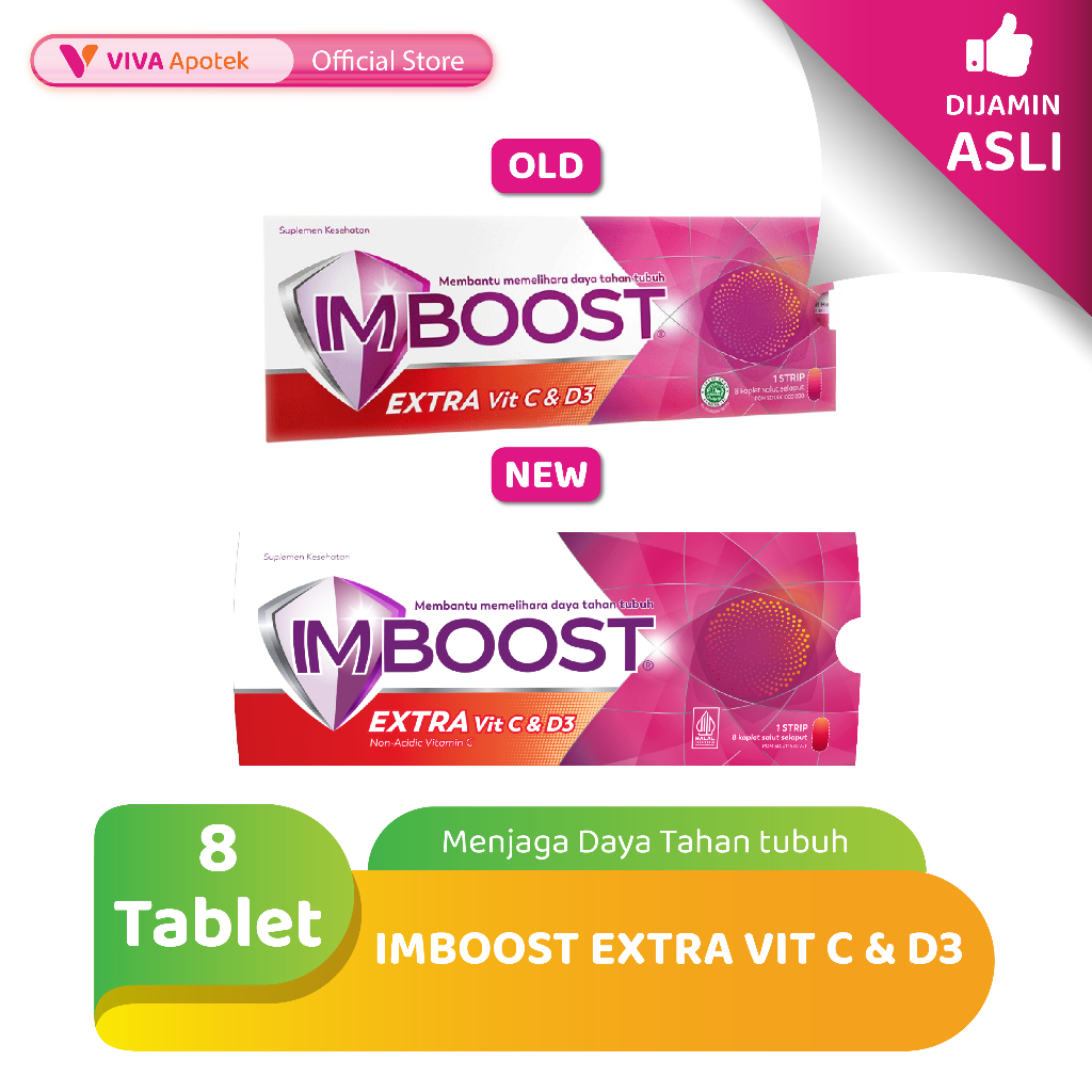 Jual Imboost Extra Vit C & D3 Untuk Menjaga Daya Tahan tubuh (8 Tablet ...
