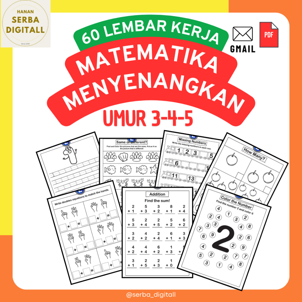 Jual 60 LEMBAR WORKSHEET MATEMATIKA MENYENANGKAN ANAK TAHUN 3-4-5 (PDF) | Shopee Indonesia