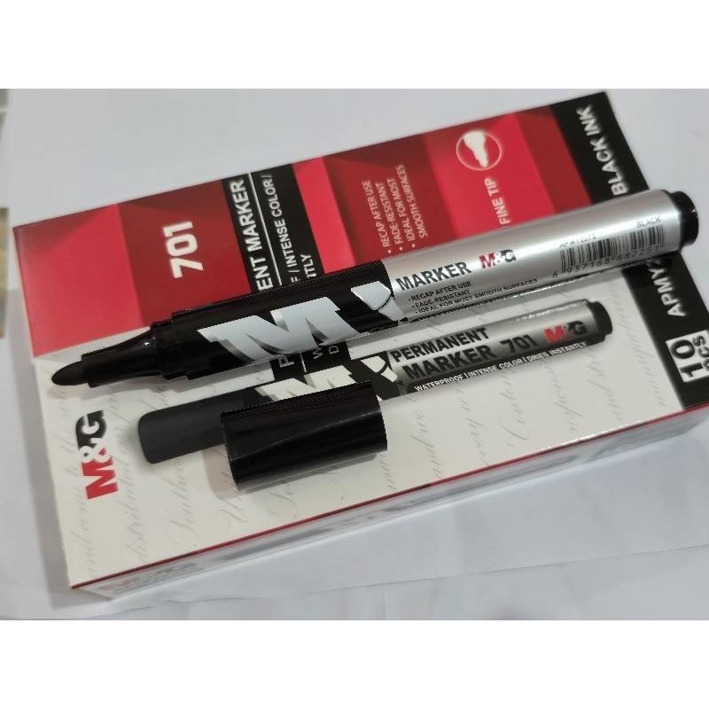 Jual Spidol M&G Permanen Marker Tipe 701 WARNA HITAM ISI 10 PCS SPIDOL ...