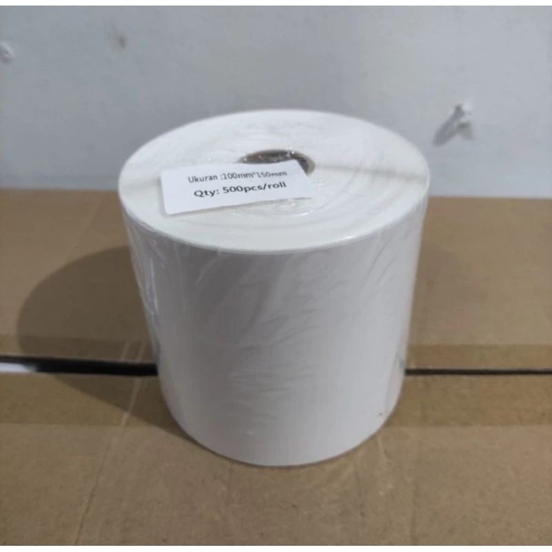 Jual kertas printer thermal stiker barcode Lebel resi 100×150 ISI 500 ...