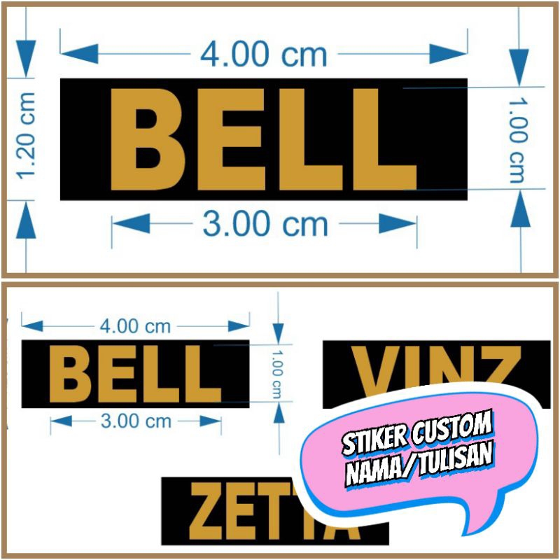 Jual Stiker Custom Tulisan Custom Nama 4x1.2 cm Stiker Nama Anak Vinyl ...