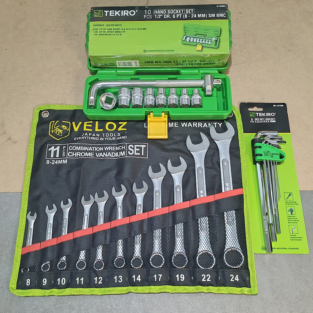 Jual Tekiro Kunci Sok Set Shock 10Pcs 8-24mm + Kunci Ring Pas Set 11Pcs ...