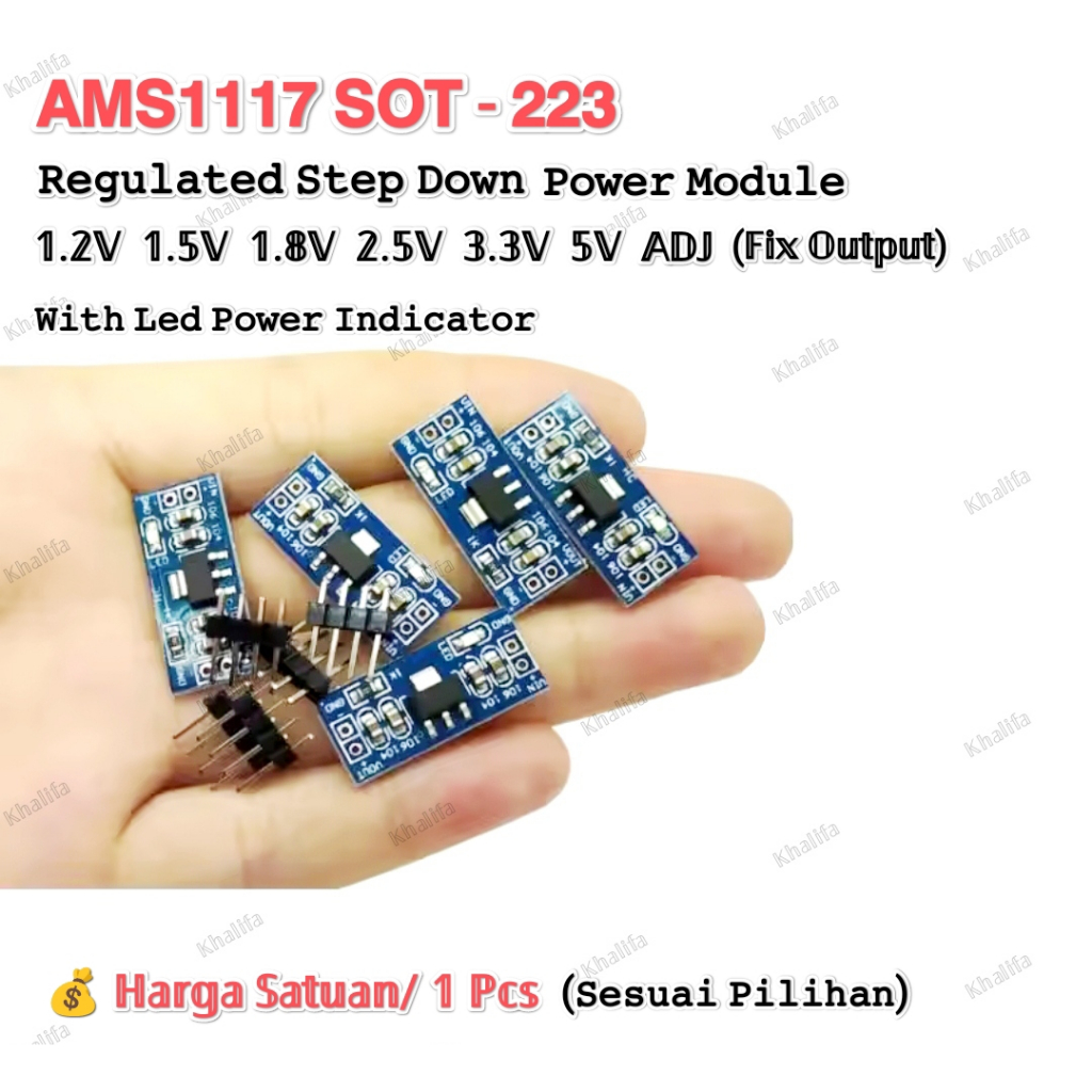 Jual Modul Papan PCB Step Down DC IC AMS117 SOT-223 Kit Voltage Regulator Penurun Tegangan Power ...