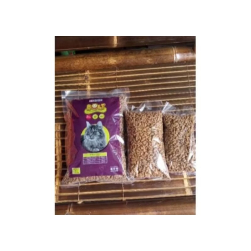 Jual makanan kucing 250gram-1kg kemasan baru merk BOLT dry cat food ...