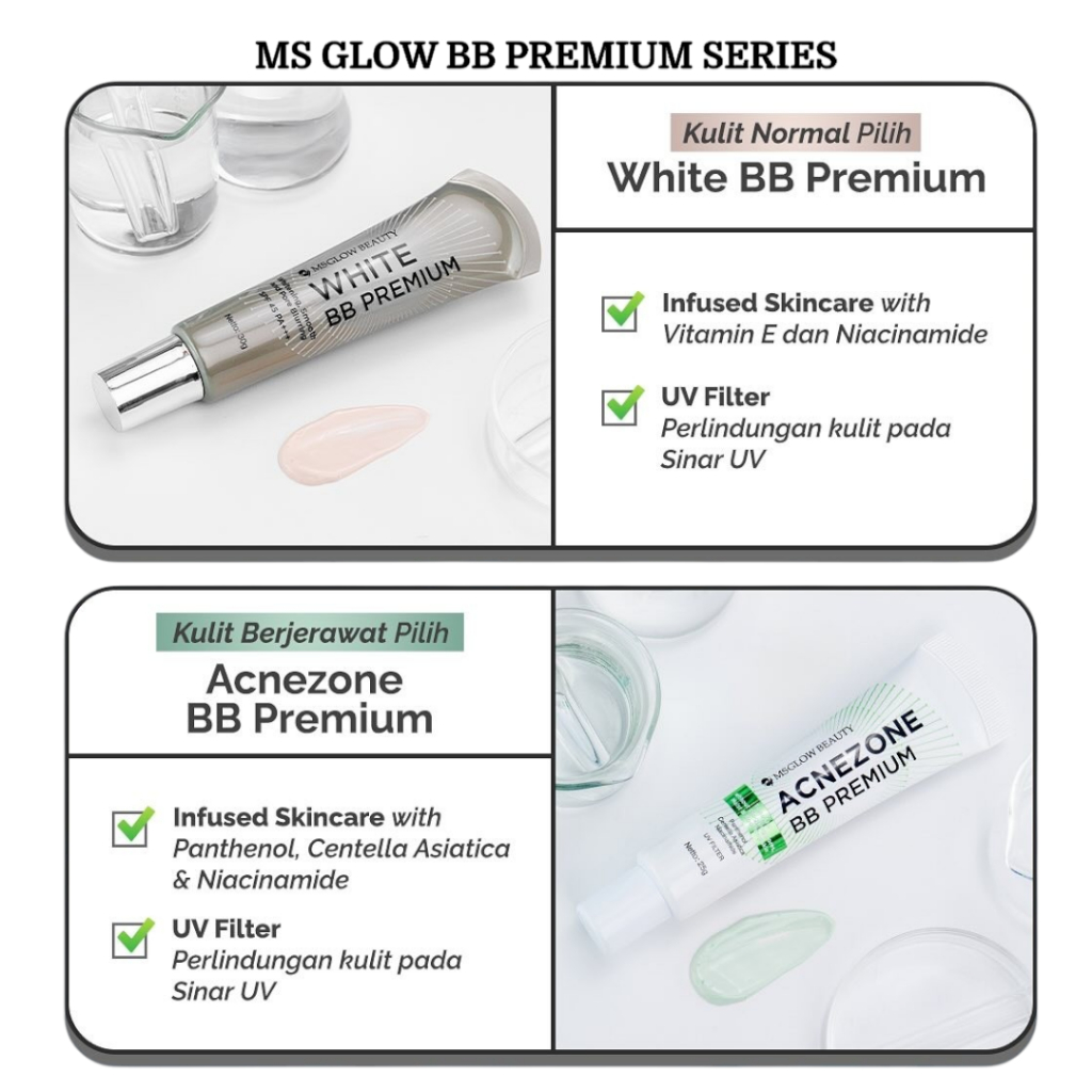 Jual MS Glow White BB Premium Original Sunscreen SPF 45 PA+++ Acnezone ...