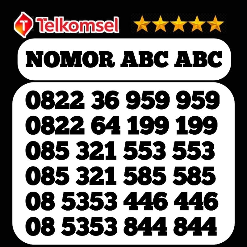 Jual KARTU PERDANA NOMOR CANTIK TELKOMSEL SIMPATI LOOP AS 4G 5G DOUBLE ABC SAKTI COMBO MURAH ...