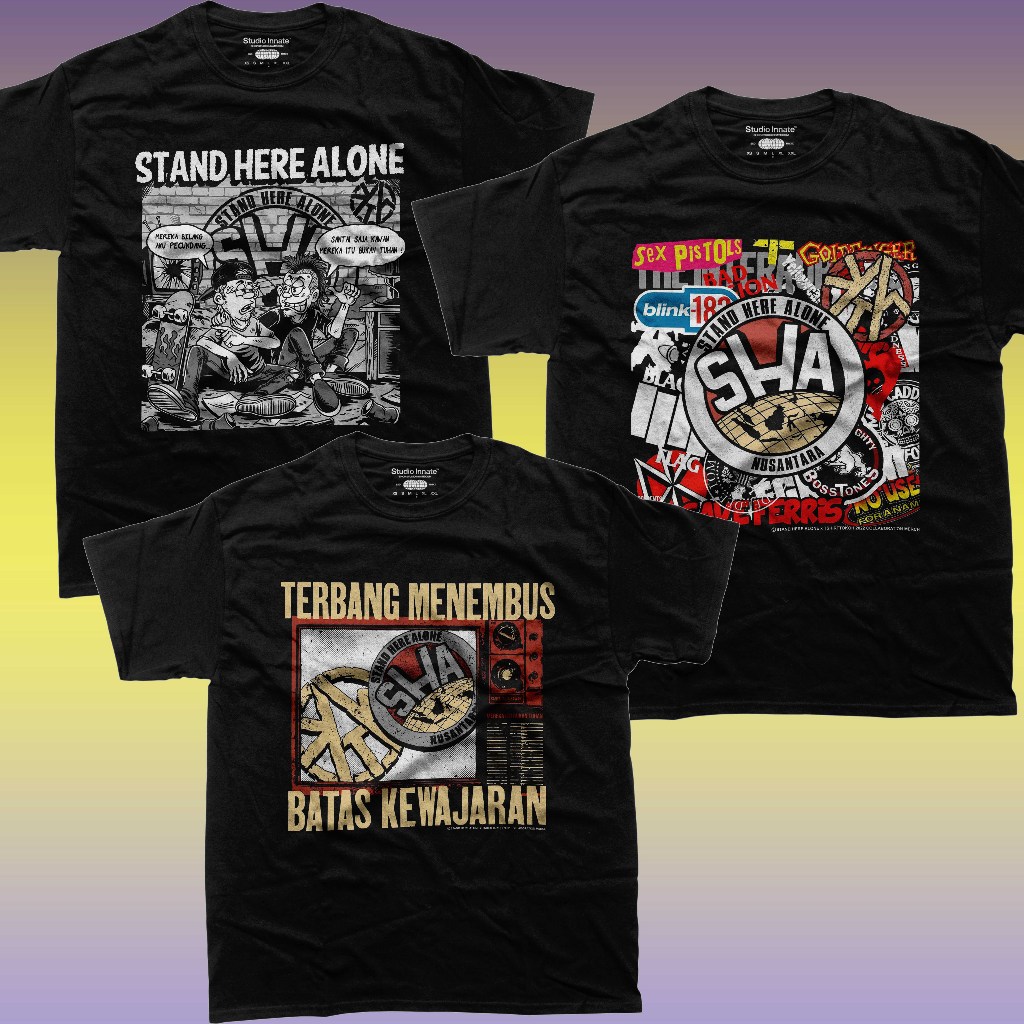 Jual T-shirt Merchandise Band SHA | Stand Here Alone | SHA Artwork | Shopee Indonesia