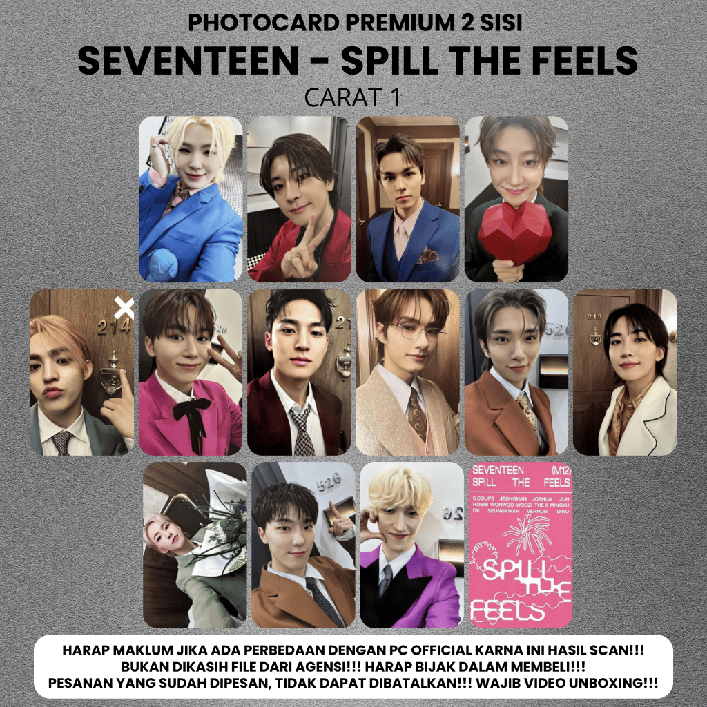 Jual (ISI 13 PCS) Photocard SEVENTEEN SPILL THE FEELS - Potocard PC Premium 2 Sisi Kartu Kpop ...