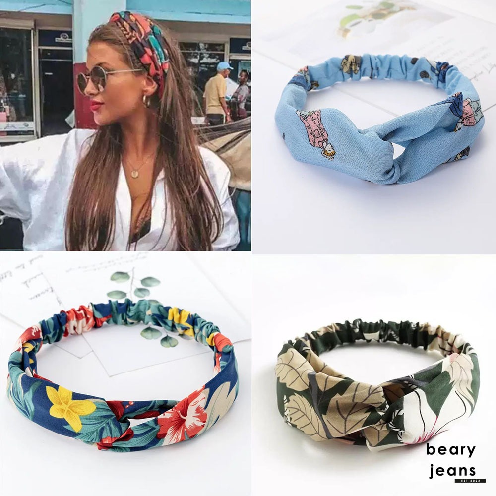 Jual BEARYJEANS Bando Bandana Girl Summer Hair Bands Floral Kain Simpul ...